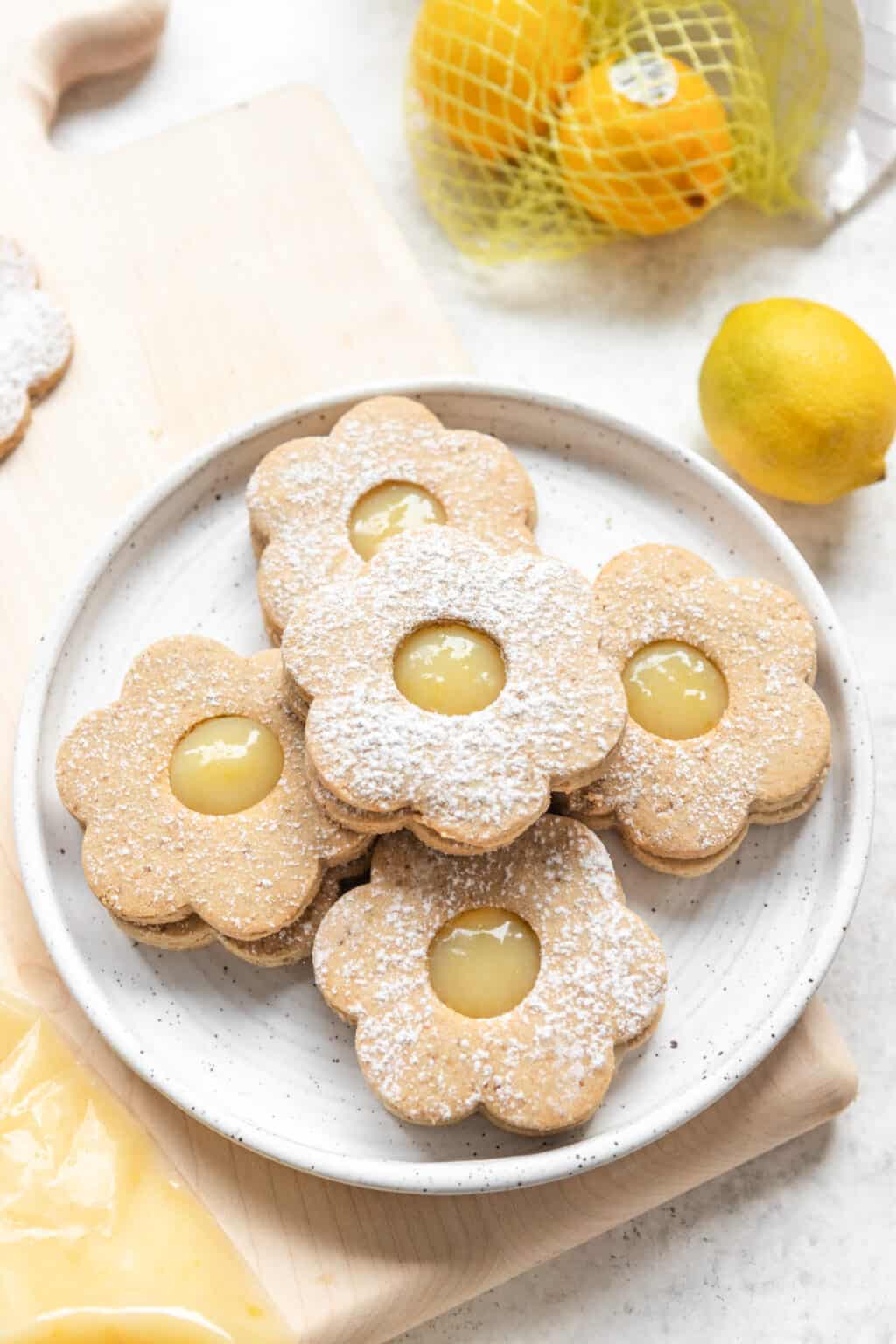 Vegan Shortbread Cookies with Lemon Curd