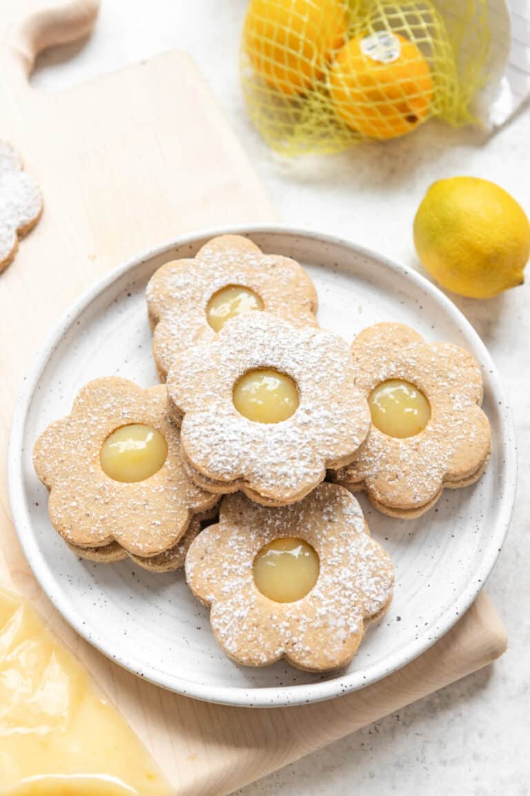 Vegan Shortbread Cookies with Lemon Curd