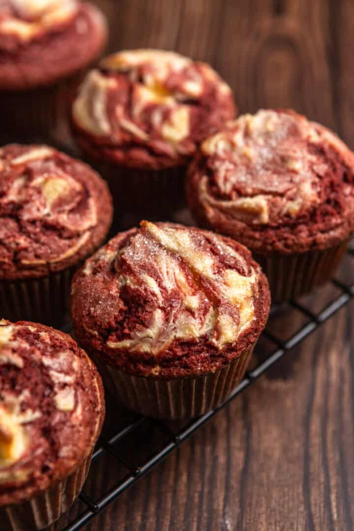 Red Velvet Muffins with Cream Cheese Swirl – Dollop of Dough