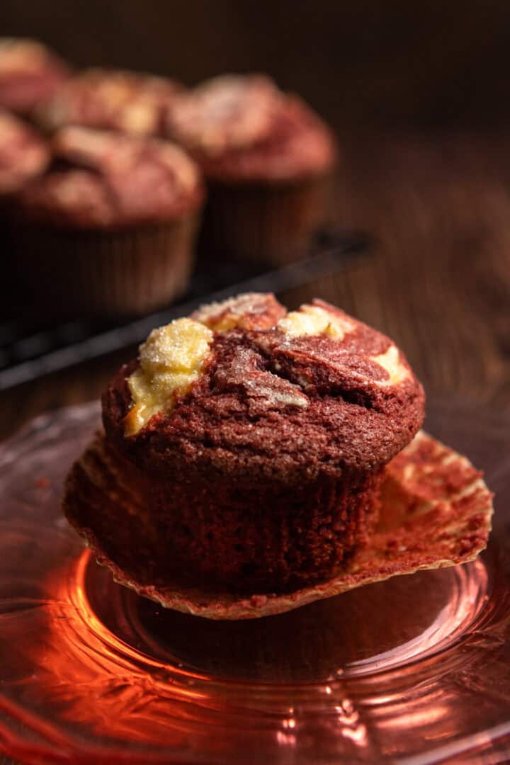 Red Velvet Muffins with Cream Cheese Swirl – Dollop of Dough