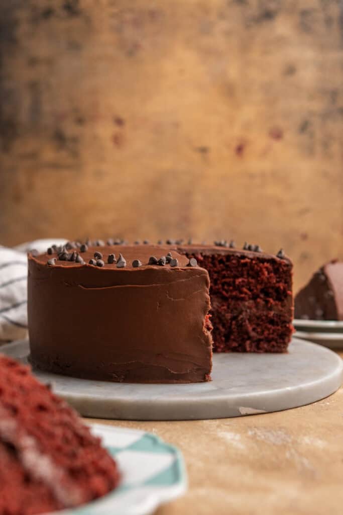 Red Velvet Cake with Chocolate Cream Cheese Frosting – Dollop of Dough
