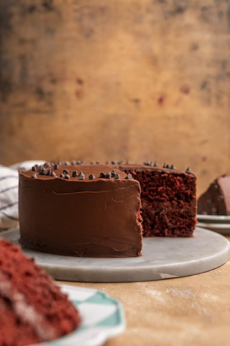 Red Velvet Cake with Chocolate Cream Cheese Frosting – Dollop of Dough